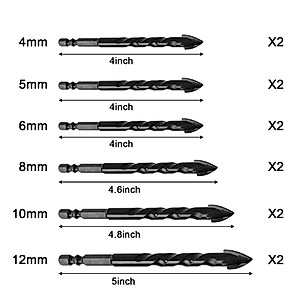 Toega Hex-Shank Drill Bits - Carbide Drill Bits with Case(12-Pack), Diamond Drill Bits, Metric Drill Bit Set for Steel Copper Aluminum Zinc Alloy Cast Iron Sheet Metal Wood Plastic