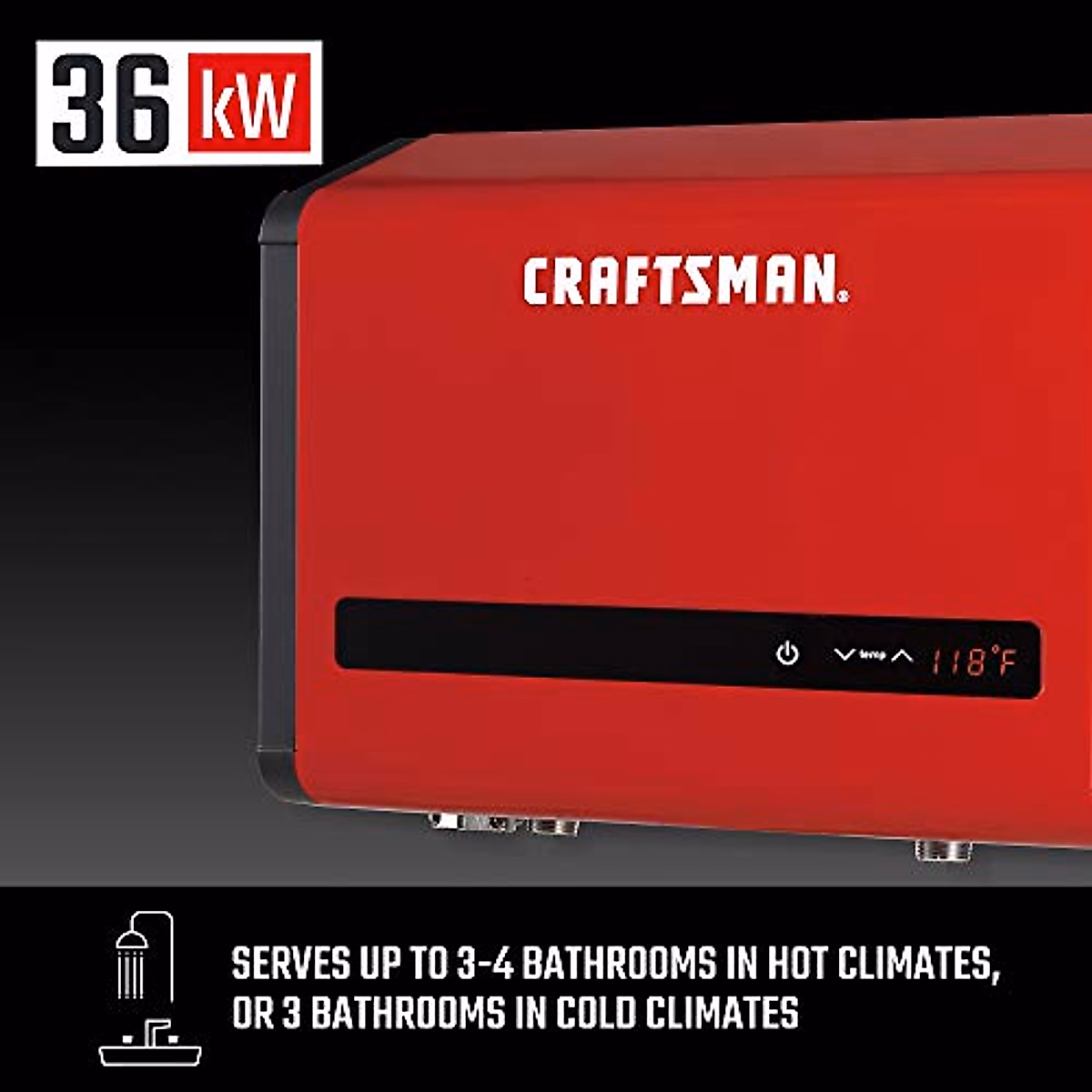 Craftsman CMXTEPA0036 36kW 240-Volt 7.3 GPM Electric Tankless Water Heater, Red