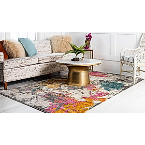 Unique Loom Aurora Collection Over-Dyed, Abstract, Botanical Southwestern, Transitional Area Rug, 2' 0" x 3' 0", Beige/Gray