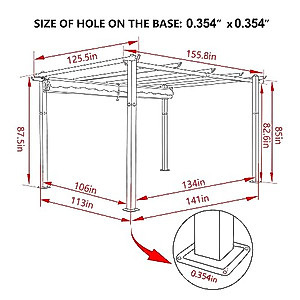 VEIKOU 10x13ft Pergola, Aluminum Pergola w/Thicker Post & Upgraded Retractable Pergola Canopy, Metal Pergolas and Gazebos Heavy-Duty Outdoor Shelter for Porch Yard, Grey