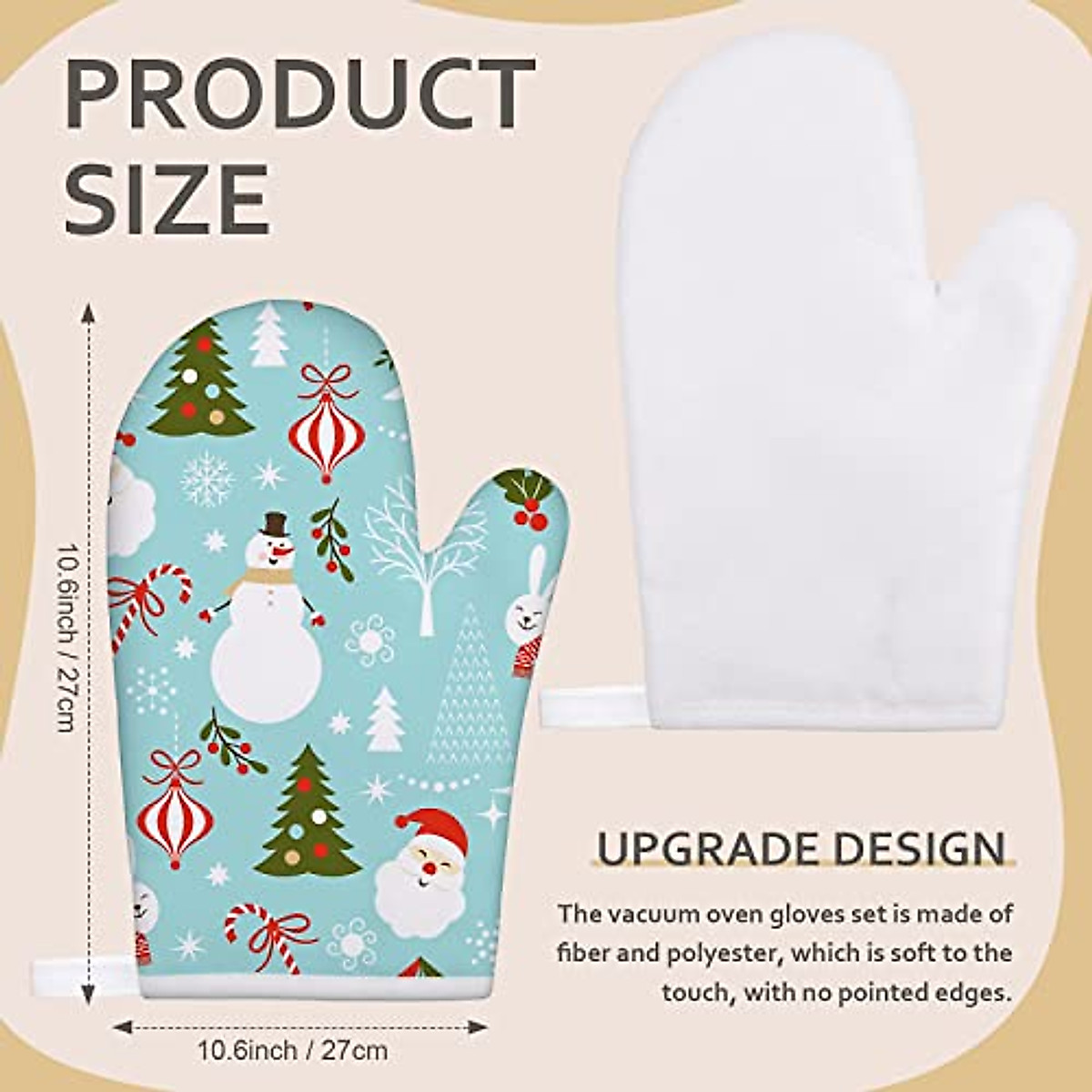 4 Pcs Blank Sublimation Oven Mitts Heat Resistant Kitchen Gloves Cotton for DIY Kitchen Dining Room Accessories