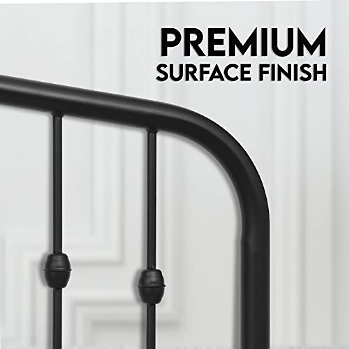 AMBEE21 Washington Queen Metal Bed Frame with Headboard and Footboard/Heavy Duty/Non-Squeak/Easy Assembly/Solid Sturdy Metal Slat/Black/No Box Spring Needed/Mattress Foundation