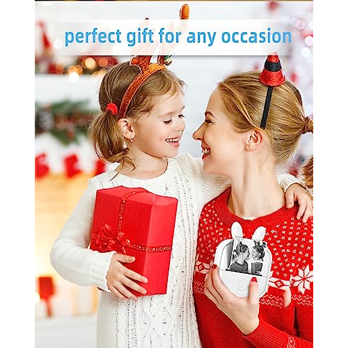 Memoqueen Mini Sticker Printer with 3 Rolls Paper T02 Mini Portable Thermal Printer,Sticker Maker Machine for Study, Brithday Gift, Journal, Work, Children DIY, Compatible with Phone & Tablet, White