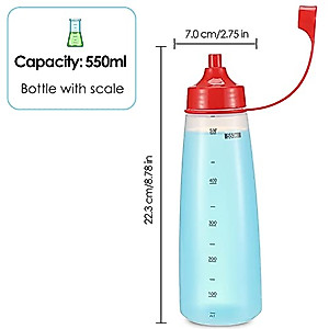 Ondiomn Condiment Squeeze Bottle Wide Mouth, 2 Pack 550ml Clear Squeeze Bottles for Condiments, Paint, Ketchup, Mustard, Oil, Sauces, Resin, Baking, Cake Decorating, Cleaning, BPA Free-Food Grade
