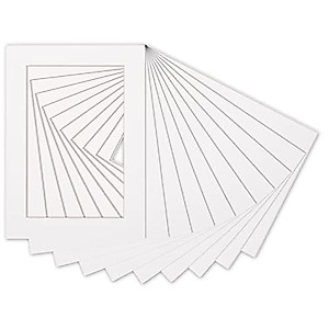 9x11 Mat Bevel Cut for 5.5x8.5 Photos - Acid Free White Precut Matboard - For Pictures, Photos, Framing - 4-ply Thickness