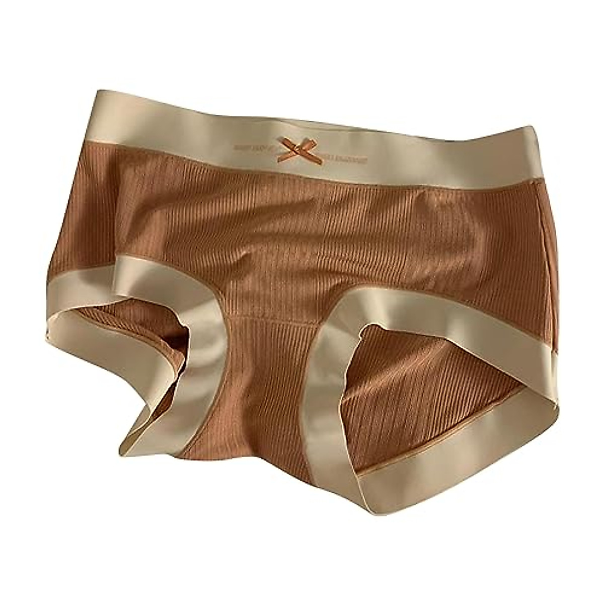 Kinple Women's Modal Briefs Seamless No Show Panty Soft Cotton Ribbed Underwear Full Coverage Elastic Hipster Panties Orange