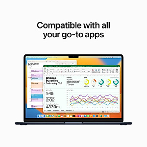 Apple MacBook Air 15.3" with Liquid Retina Display, M2 Chip with 8-Core CPU and 10-Core GPU, 24GB Memory, 2TB SSD, 35W Dual USB-C Power Adapter, Midnight, Mid 2023