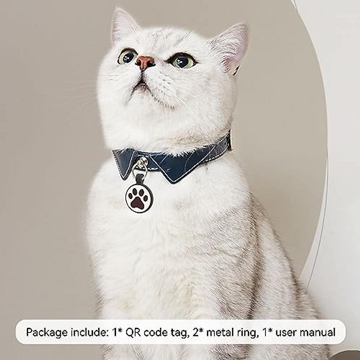 WhoseID QR Code Cat Tag, Modifiable Pet Online Profile Display Page, Multiple Emergency Contact, Silent Silicone Cat Tag, Collar Accessories, Personalized Cat Tag (Small Breeds - 1", Black & Black)