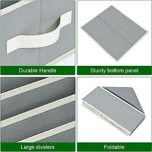 DIMJ Wardrobe Clothes Organizer, 4 Packs Drawer Organizers for Clothing with 5 Compartments, Fabric Closet Organizer for Clothes, Jeans Organizer for Closet, T Shirt, Wardrobe, Drawer, (Grey)