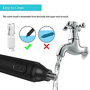 Qisebin Upgraded Nose and Ear Hair Trimmer, Professional Painless Nose Hair Remover for Men and Women, Electric High-speed Rotating Waterproof Stainless Steel Nose Hair Trimmer,Black