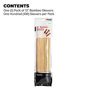 GOOD LIVING 12-Inch Bamboo Skewers for Fruit, BBQ, Shrimp, Vegetables and More, 1-Pack (100 Skewers)