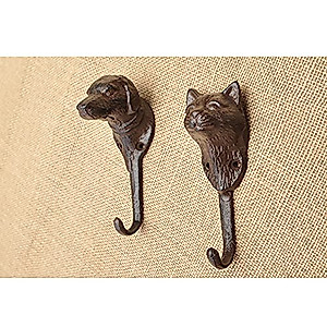 brandname RRRuo Rustic Heavy Duty Hook Cat Head Coat Hooks Decoration for Keys Towel Bags Hat Coat Home Wall Mounted Hook Hardware 2 Pieces（Brown）