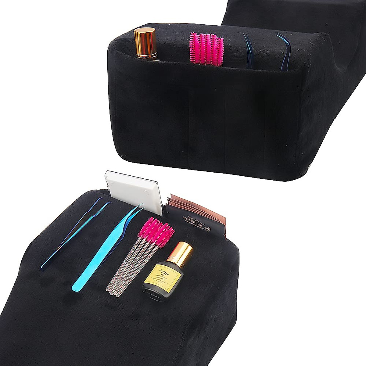 Mekupeu Eyelash Extension Velvet Lash Pillow Beauty Salon Memory Foam Neck Pillow for Lash Extension Grafting Make Up (Black)