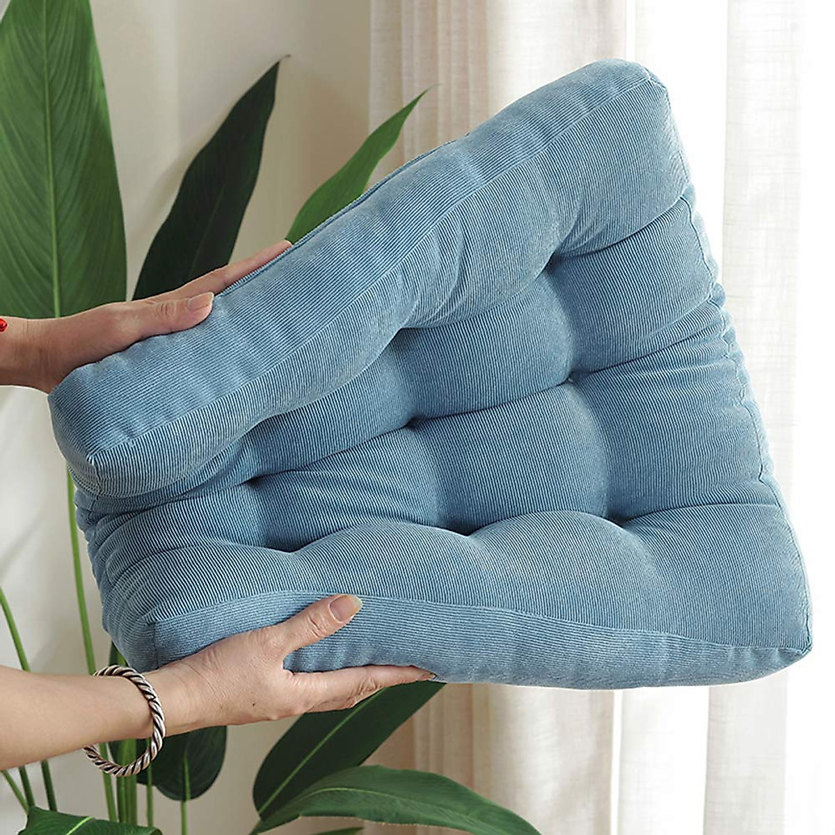 Thicken Comfort Seat Cushion, Chair Pads Square Floor Cushion Pillow Pad Mats with Ties for Office Car Outdoor Patio Dining Orthopedic Coccyx Pain-Gray 50x50cm(20x20inch)