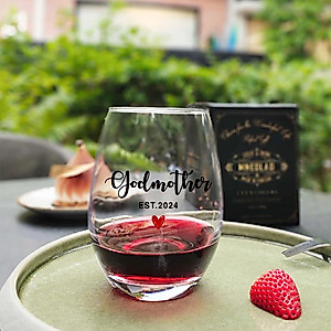 MNEDLAD Est 2024 Pairs Well With Becoming Godmother Wine Glass Gift, Novelty Cotton linen Wine Gift Birthday Christmas Thanksgiving Christmas Baptism Gifts for Godmother Aunt Women Hers,1Wine Bag-143