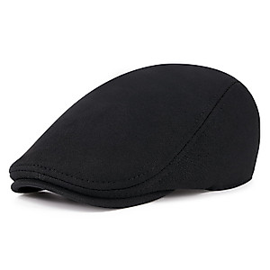 VOBOOM Men's Cotton Flat Ivy Gatsby Newsboy Driving Hat Cap (Style2-Black)