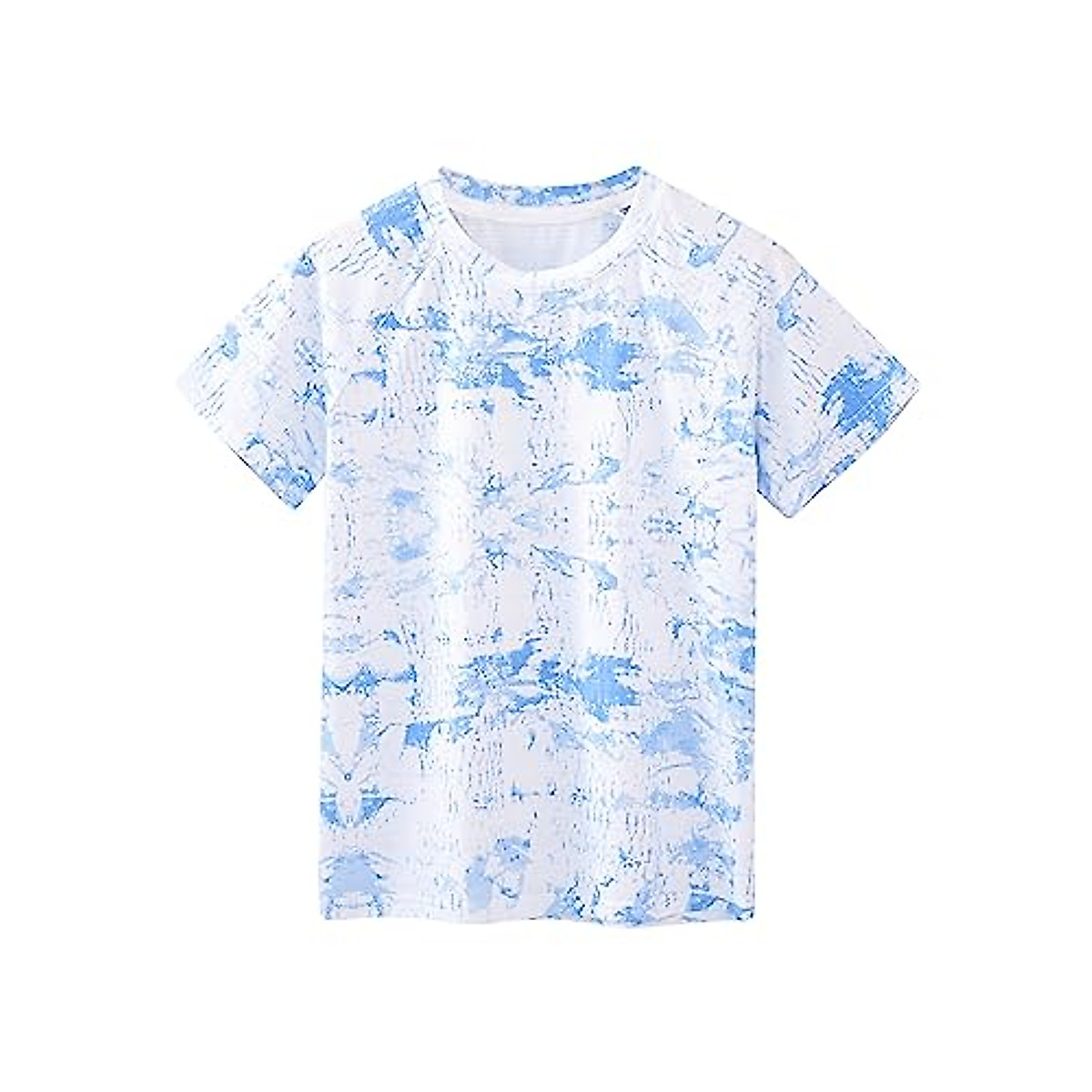 Mufeng Kids Boys Girls Quick Dry Breathable Raglan Sleeve T-Shirt Sun Protection Shirts for Workout Football Basketball Blue 9-10 Years