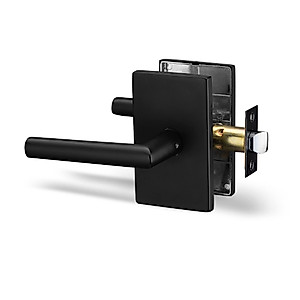 Berlin Modisch Passage Lever Door Handle Designer Series Non-Locking Lever Set [for Hallway or Closet Doors] Reversible for Right & Left Sided Doors Heavy Duty - Iron Black Finish