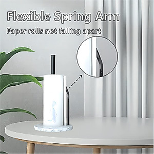 VANNESSE Paper Towel Holder Countertop with Weighted Non-Slip Base for Kitchen,Marble Paper Towel Holder Stand with Spring Arm(Brushed Nickel)
