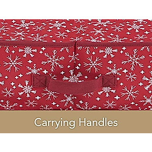 Covermates Keepsakes Christmas Light Storage Box - Carrying Handles, Sturdy Interior Walls - Holiday Storage-Red Snowflake