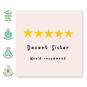 CENTRAL 23 Sweet Greeting Card for Her - 'Decent Sister' - Birthday Cards for Sister - Thoughtful Gift for Daughter - Best Friend Bday Card - Comes With Fun Stickers
