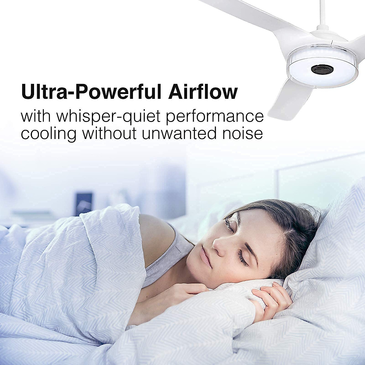 TRIFECTÉ 56 Inch Indoor Ceiling Fan with Light and Remote, Smart Ceiling Fan Compatible with App/Alexa/Google/Siri, Low Profile Ceiling Fan with 10-Speed Reversible Quiet DC Motor, ETL Listed (White)