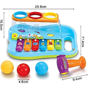 HOLA Toys for 1 Year Old Girl Boy Birthday Gifts, Baby Toys 12-18 Months Pound & Tap Hammer Xylophone Toys for Toddlers 1-3 Boys Girls, Baby & Toddler Toys Age 1-2 3, 1 Year Old Boy Girl Toys Gifts