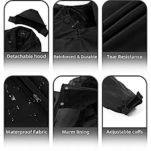 WHATWEARS Men's Winter Coats Waterproof Ski Jacket for Men Snow Coat Windproof Mountain Jackets with Hooded