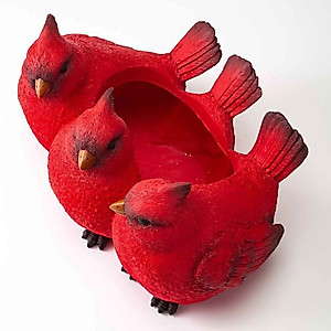8.3 and 6.3 Inch Plant Pot, Triplets Planter, Indoor/Outdoor Red Birds Triplets Decorative Resin Planter for Flowers, Modern Decorative Flower Pot Plant Container for Home Garden Plant (Cardinal)