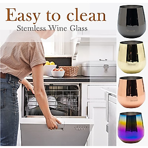 UNISWEET Stainless Steel Wine Glasses 17oz Unbreakable Wine Tumblers Stemless Camping Wine Glasses for Home Picnic Outdoors