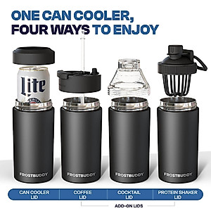 Frost Buddy Universal 2.0 5 Sizes in 1 Insulated Can Cooler - Stainless Steel Can Cooler for 12 oz & 16 oz Regular or Slim Cans & Bottles - Stainless Steel (Cotton Candy)