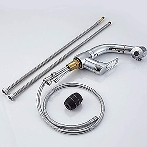 Waterfall Basin Sink Mixer Pull Down Sprayer Kitchen Tap, with Pull Out Spray 360°Swivel Kitchen Faucet Sprayer Hot and Cold Water Spout, Single Handle Leadless Brass Faucet(Chrome