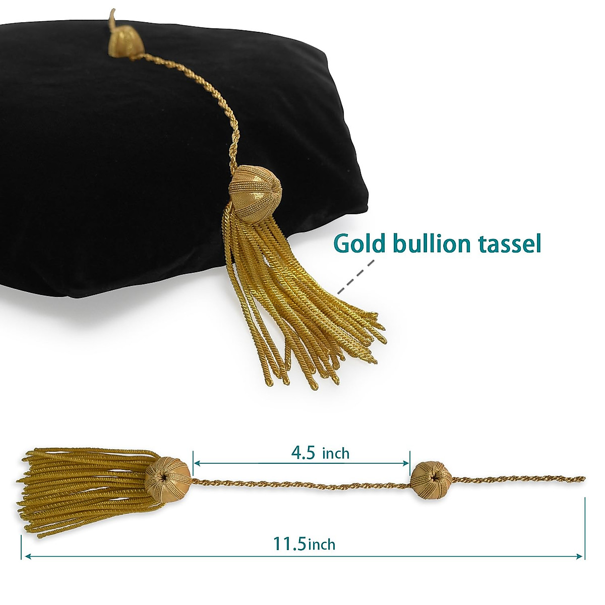 Endea Graduation Deluxe Doctoral Tam with Six Sides and Gold Bullion Academic Regalia Unisex
