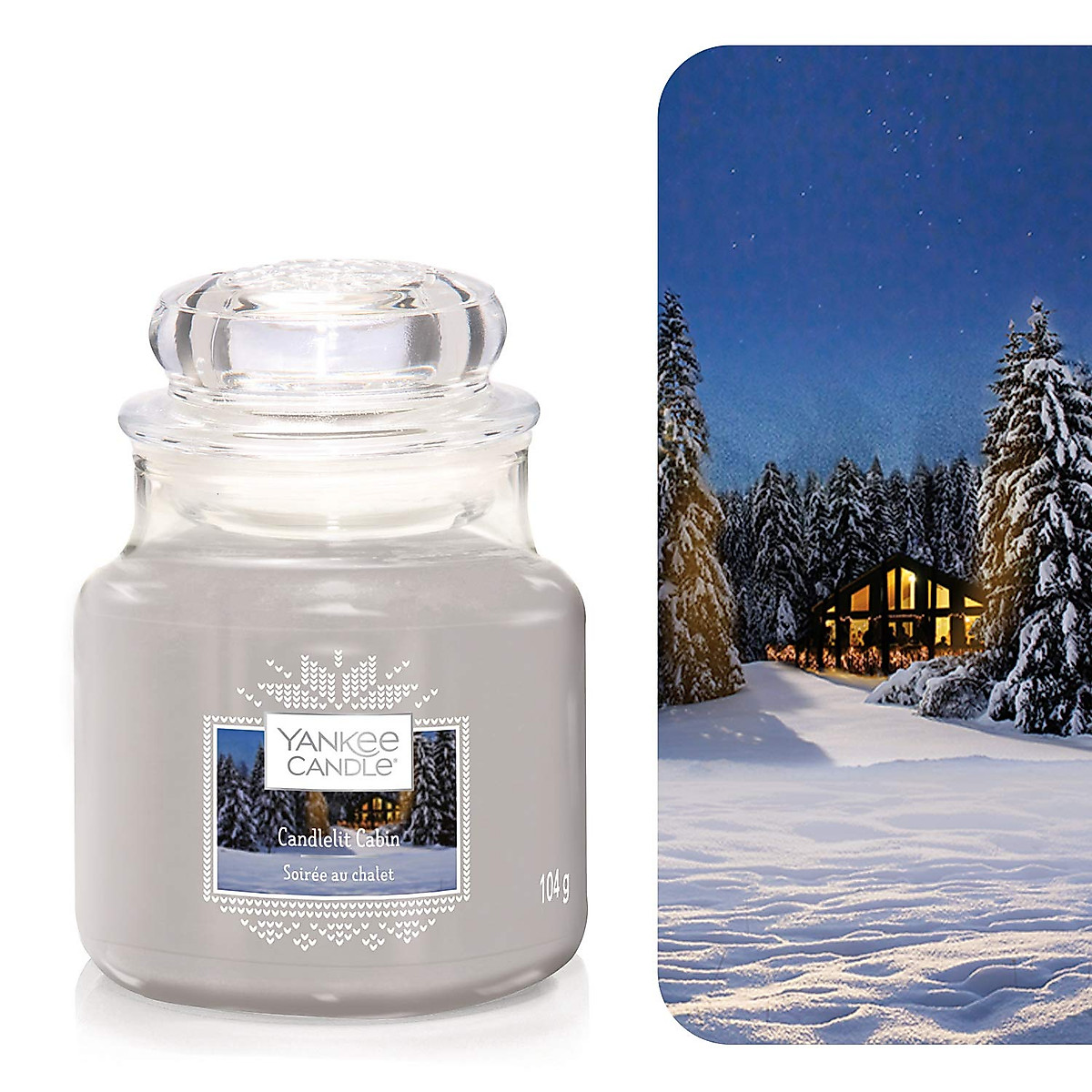 Yankee Candle Small Jar Scented Candle, Candlelit Cabin, Alpine Christmas Collection, Up to 30 Hours Burn Time