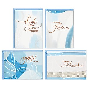 Hallmark Funeral Thank You Cards, Abstract Watercolor (24 Thank You for Your Sympathy Cards with Envelopes)