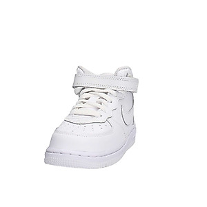 Nike Toddlers Force 1 Mid (TD) White/White/White Basketball Shoe 10 Infants US