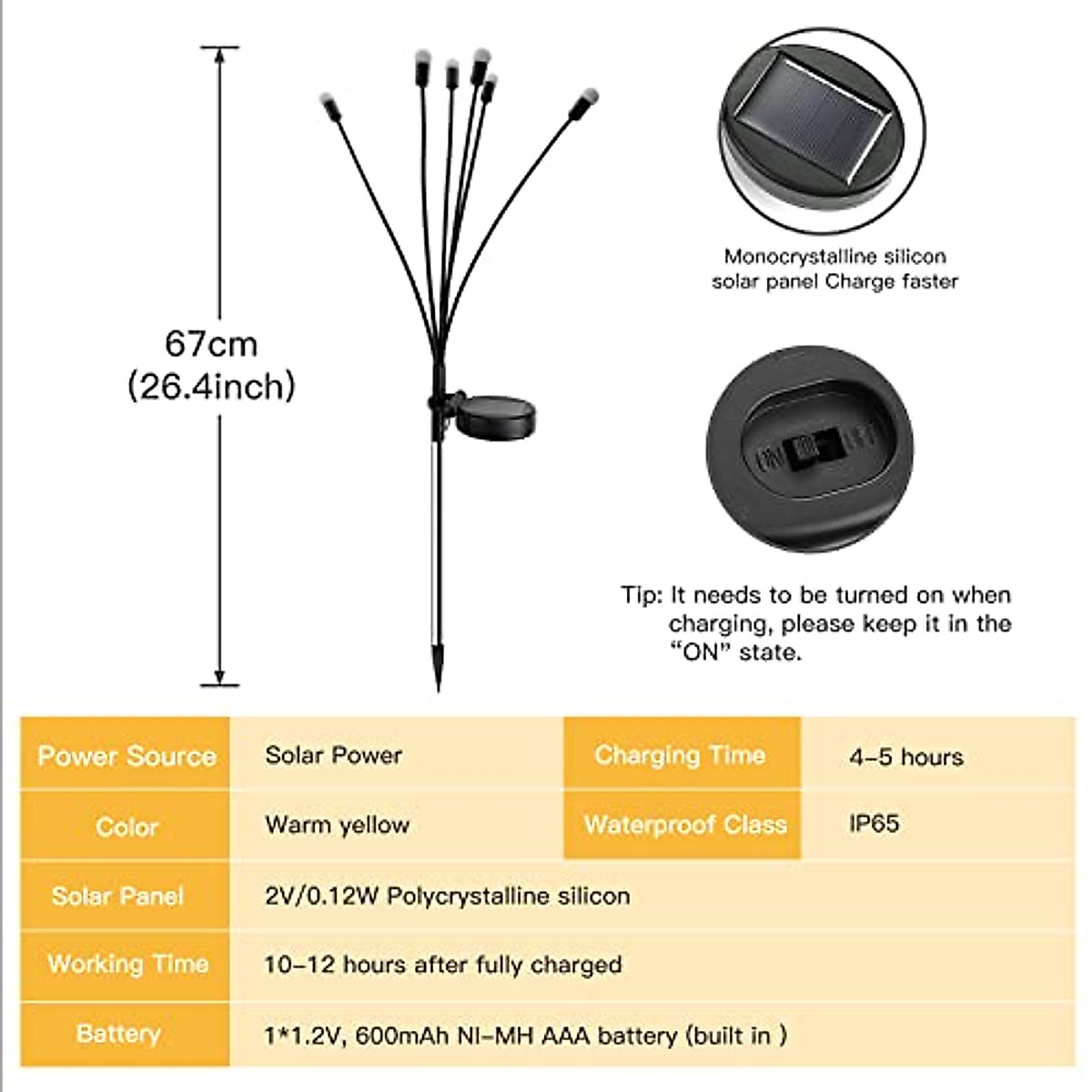 4 Packs 6LED Starburst Solar Garden Lights - Solar Outdoor Lights Starburst Swaying Lights Solar Firefly Lights Outdoor Waterproof, Garden Decorative Lights for Yard Patio Pathway (Warm Yellow)