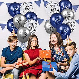 18th Birthday Balloons, 15 PCS Navy Blue Silver Latex 18th Birthday Balloons for Boys Girls 18th Anniversary Happy Birthday Party Decorations Navy Blue Balloons Decor Supplies,12 Inches