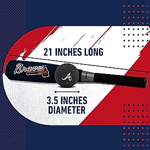 Franklin Sports Atlanta Braves Foam Bat & Ball Set - 21" Soft Jumbo Team Baseball Bat and Ball Team Logo - MLB Official Licensed Product