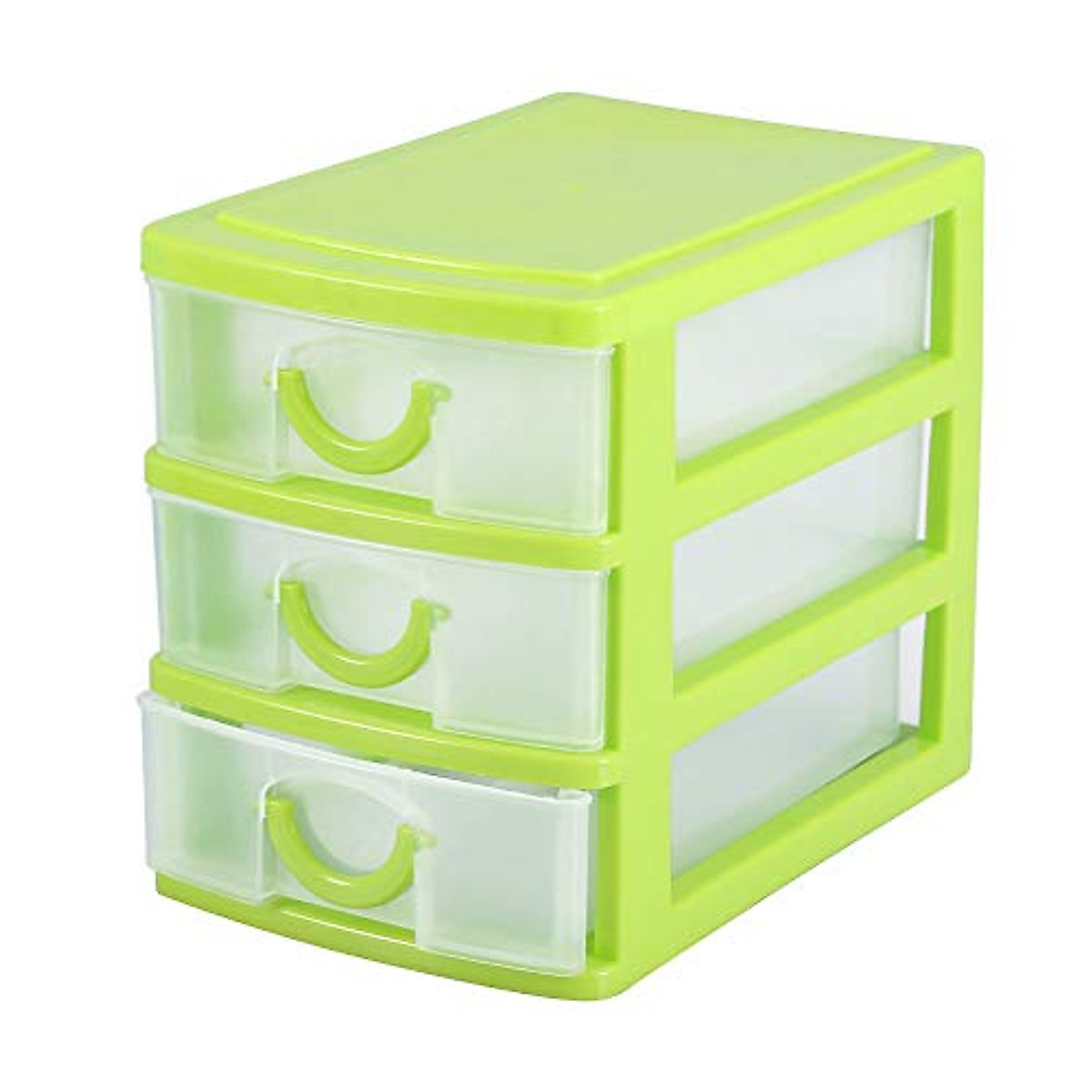 Keenso Plastic Storage Bin Tote Organizing Container Drawer, Stackable and Nestable, for for Cosmetics, Dental Supplies, Hair Care(3 Layers of Green)