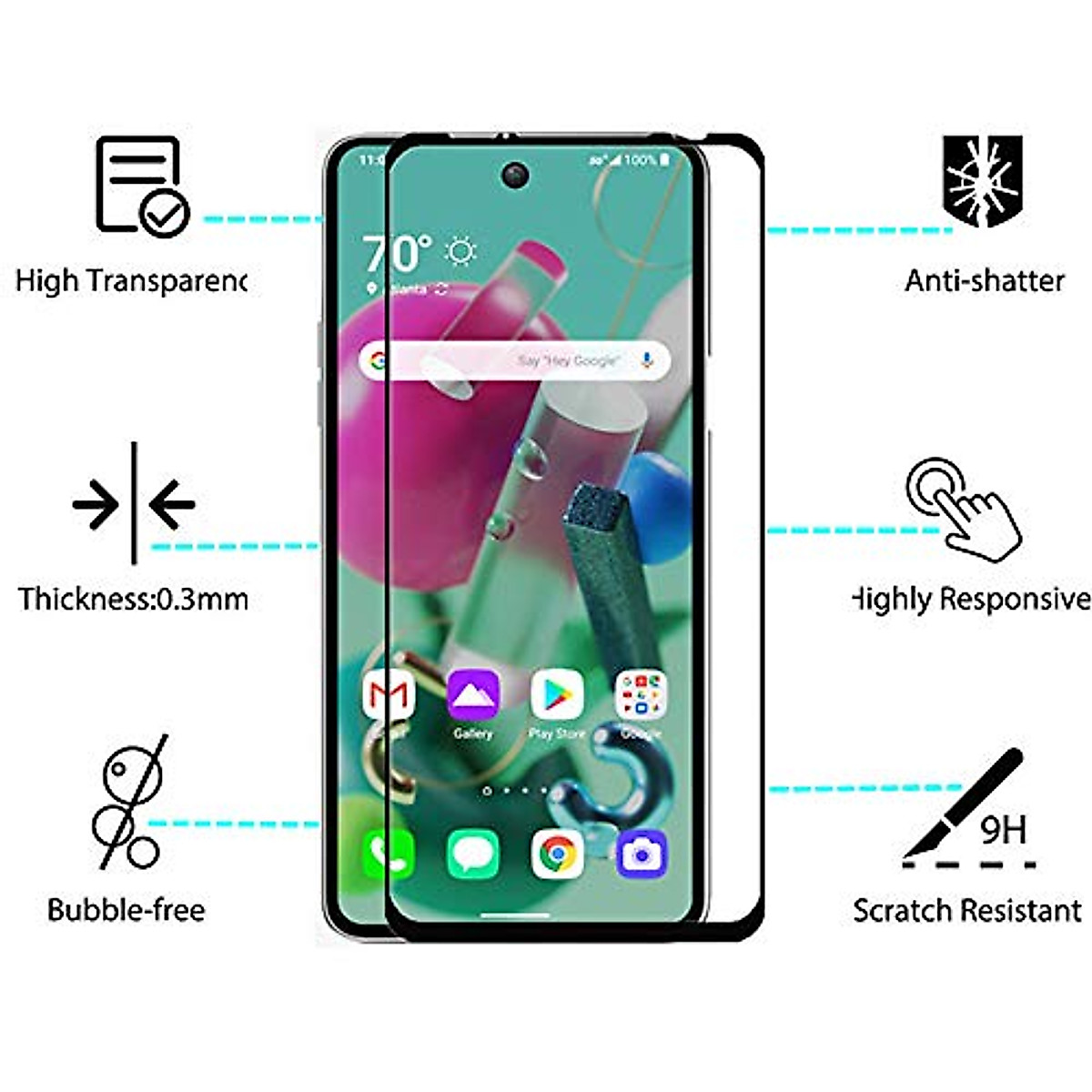for LG K92 5G Screen Protector Protective Film，[2pack] HD Full Coverage Scratch Resistant Screen Tempered Glass for LG K92