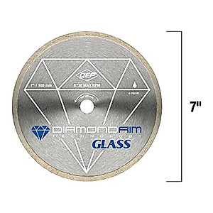 QEP 6-7007GL 7-Inch Continuous Rim Glass Tile Diamond Blade, 7mm Rim Height, 5/8-Inch Arbor, Wet Cutting, 8730 Max RPM