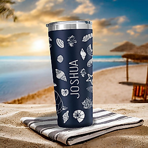 AVITO Personalized Sea Life - 22 oz Tumbler with Lid and Straw - Laser Engraved - Stainless Steel