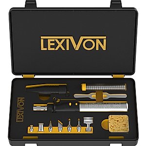 LEXIVON Butane Soldering Iron Multi-Purpose Kit | Cordless Self-Igniting Adjustable Flame 7-Tip Set | Pro-Grade (LX-770)