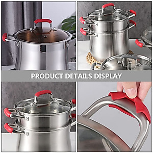 Tofficu 6pcs Silicone Hot Handle Holde Non Slip Rubber Pot Holders Pan Ear Clip Cast Iron Skillets Handles Grip Cover Heat Resistant Potholder Cookware Handle for Cast Iron Skillet