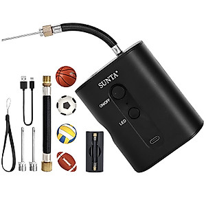 SUNTA Electric Ball Pump Inflator, Rechargeable Air Pump with Needles for Sport Balls, Basketball Soccer Volleyball Football Rugby