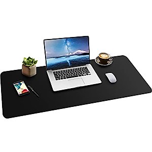 Boutilon Leather Desk Mat,Desk Pad,Desktop mat,Waterproof Desk Mat for Desktop, Desk Mat for Keyboard and Mouse,Leather Mouse Pad Protector for Office and Home,35"x 17"(L-Black)
