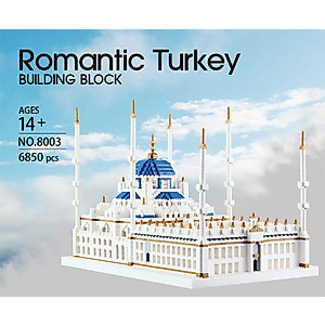 KLMEi Micro Building Blocks Set 6850 Pcs Blue Mosque Miniature World Landmark Architectural Construction Model for Adult and Children Age of 14+