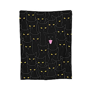 Black Cat Blanket Throw Flannel Fleece Ultra Soft Blanket for Couch Sofa Bed 80"X60"