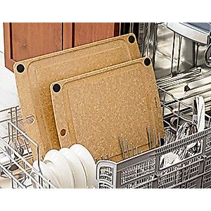 Epicurean All-In-One Cutting Board with Non-Slip Feet and Juice Groove, 14.5" × 11.25", Natural/Black